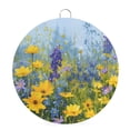 Round Welcome Sign for Front Door, Spring Flowers Hanging Metal ...