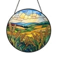 Round Wheat Field Stained Glass Suncatcher – Scenic Window Art2001 ...