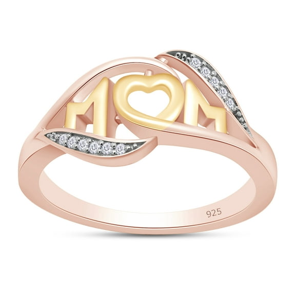 AFFY Round White CZ Two-Tone Mom Promise Heart Womens Ring 925 Sterling ...