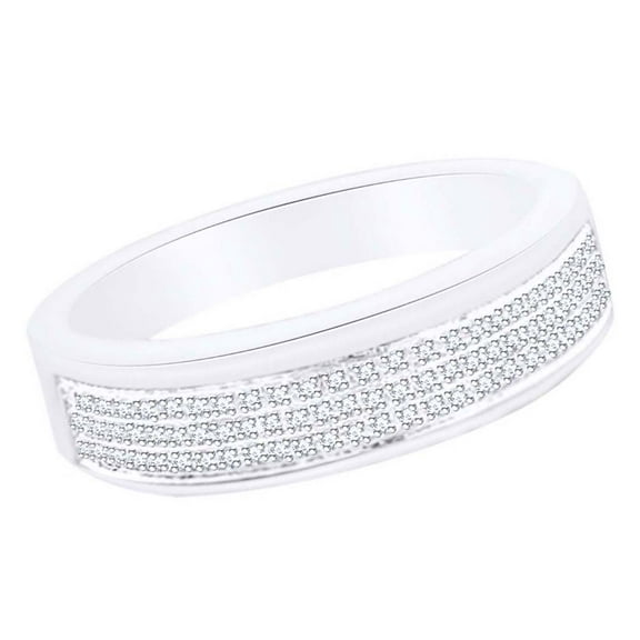 AFFY Round White Cubic Zirconia Men's Wedding Band Ring In 14k White ...