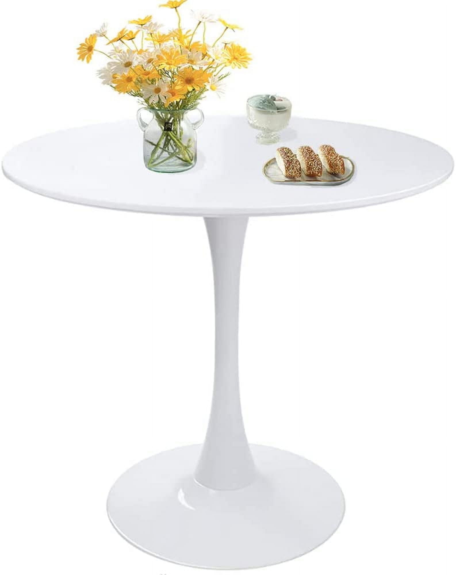 Round White Dining Table 31.5 Inches Sturdy décor Table with Pedestal ...
