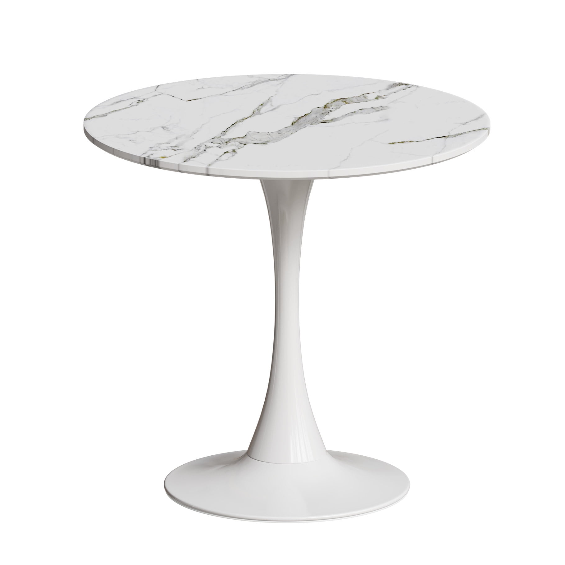 Round White MDF Table+Detachable & Smooth Metal Legs"-"Small Home ...