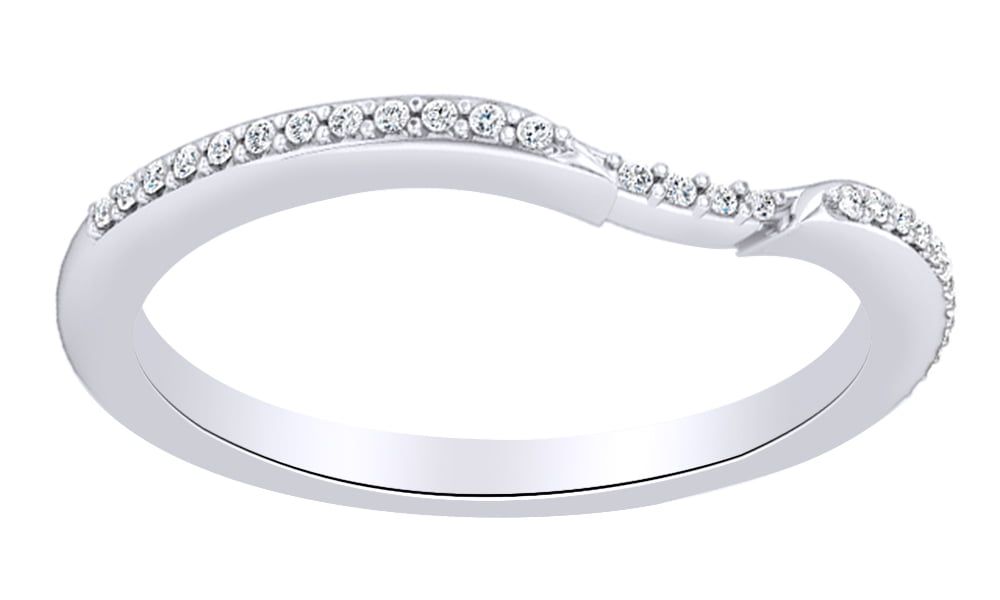 AFFY Round White Natural Diamond Accent Engagement Wedding Band Ring In ...