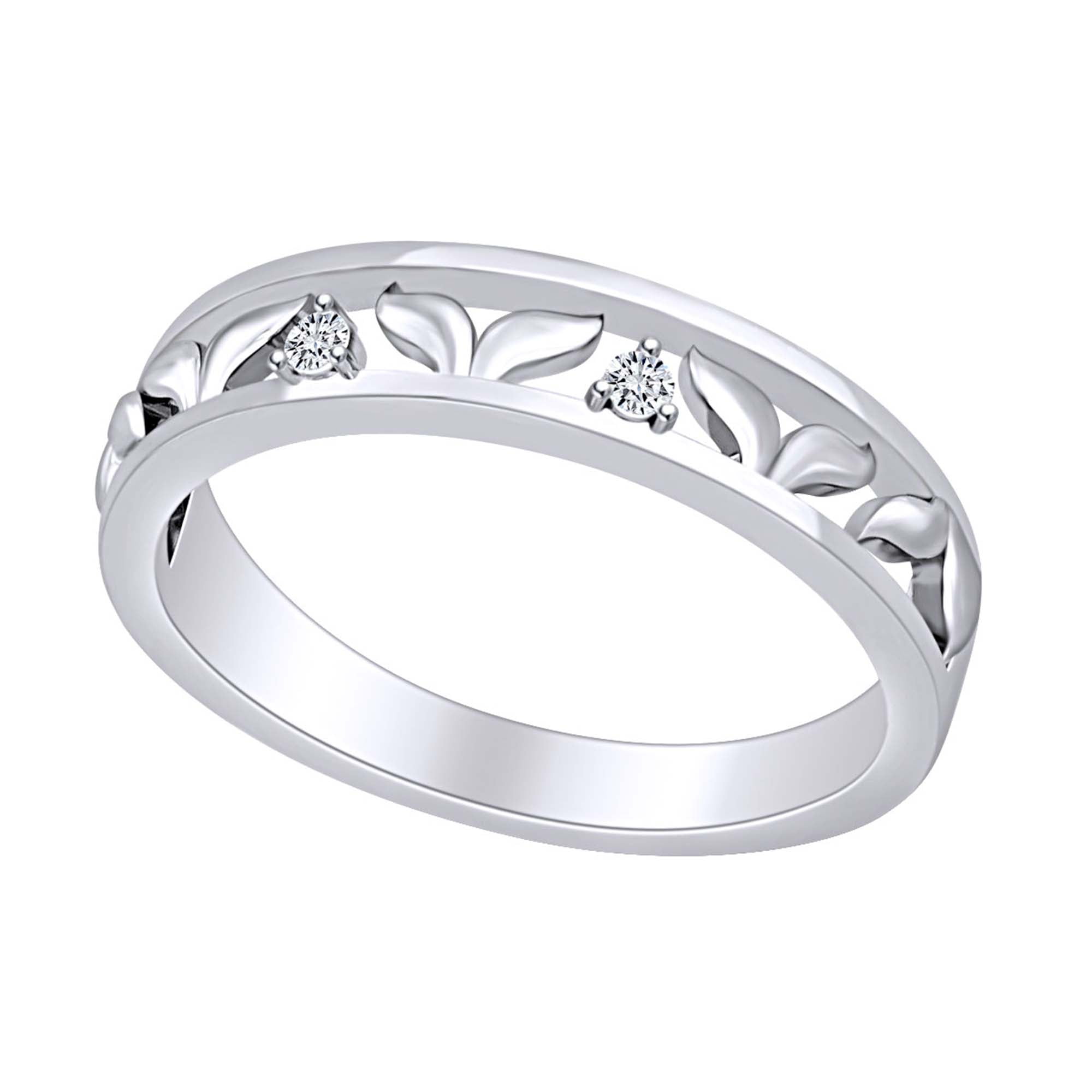 AFFY Round White Natural Diamond Accent Fishtail Band Ring 14k Solid ...