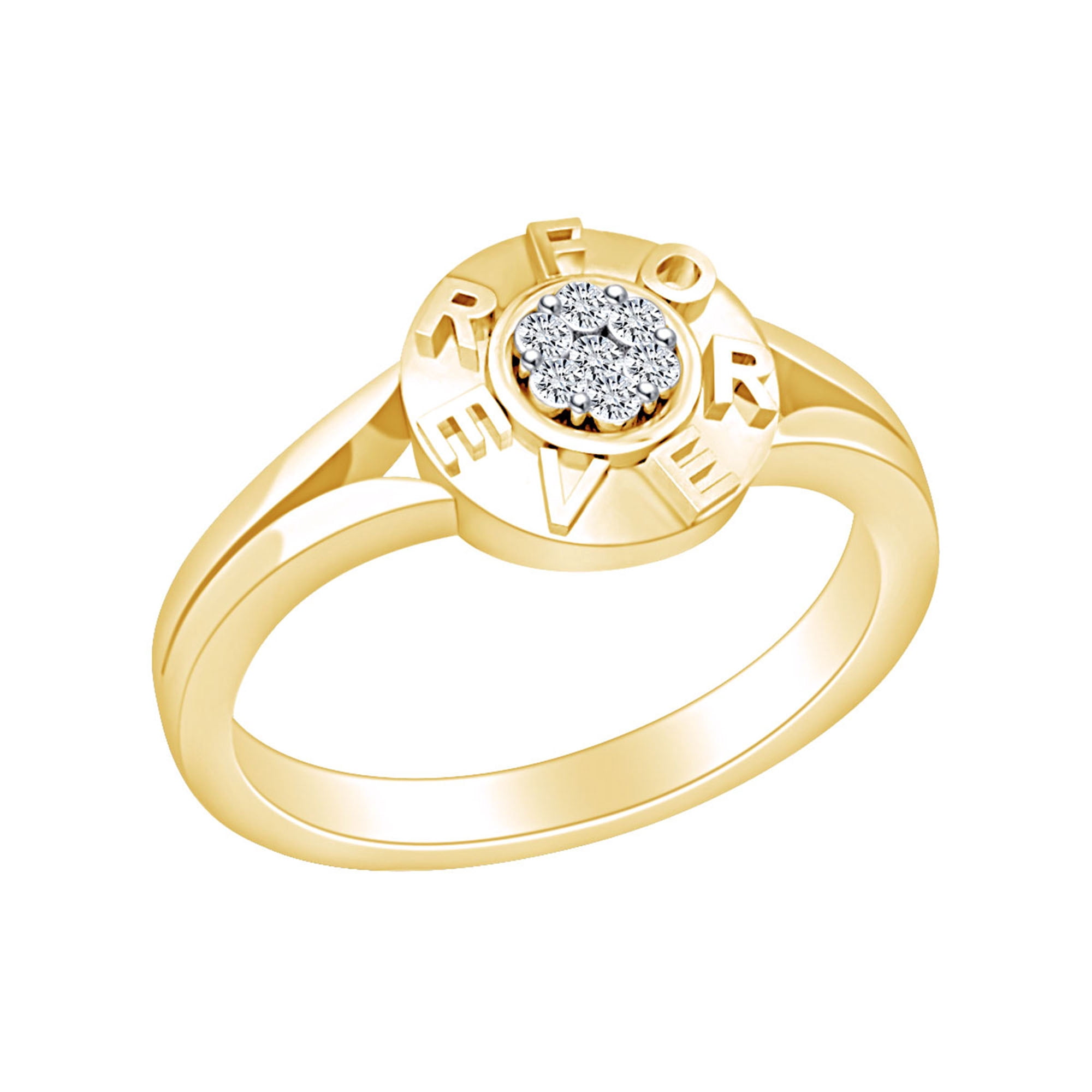 AFFY Round White Natural Diamond Accent Forever Engagement Ring 14k ...