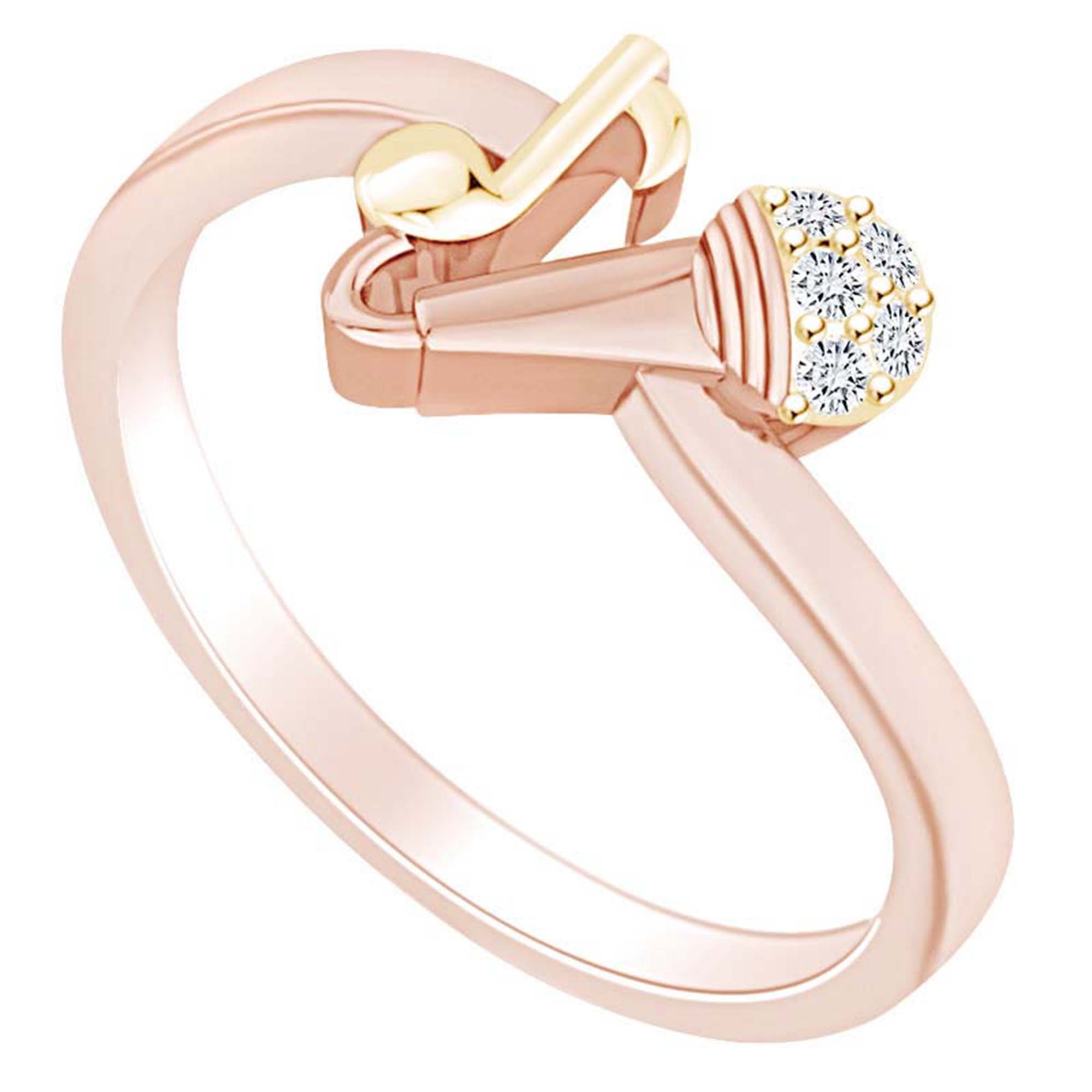 AFFY Round White Natural Diamond Accent Mic & Music Note Two Tone Ring ...