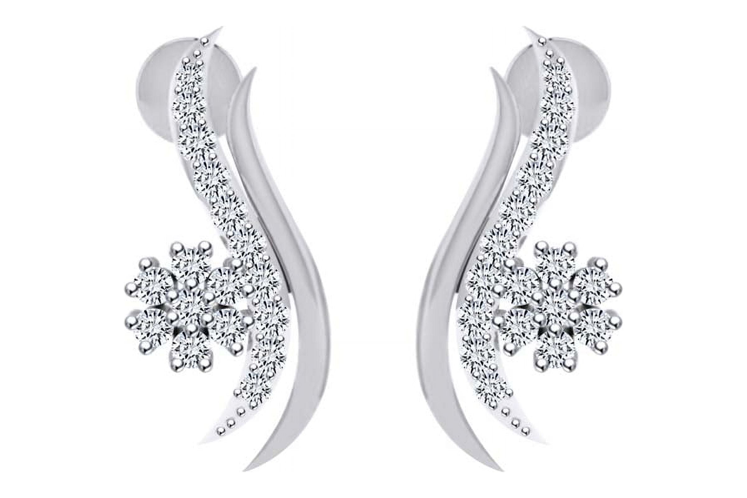 AFFY Round White Natural Diamond Fashion Stud Earring in 14k Solid ...