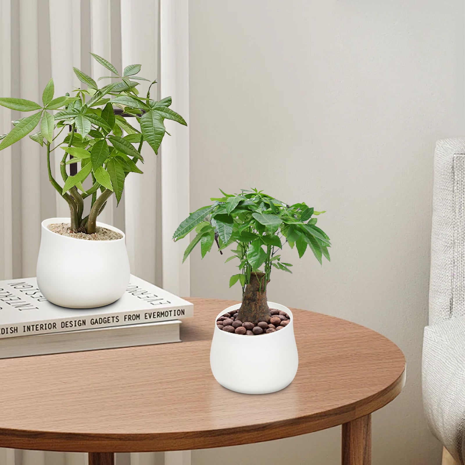 Round White Planter Pot Set | Vintage-Style Indoor Outdoor Cylindrical ...