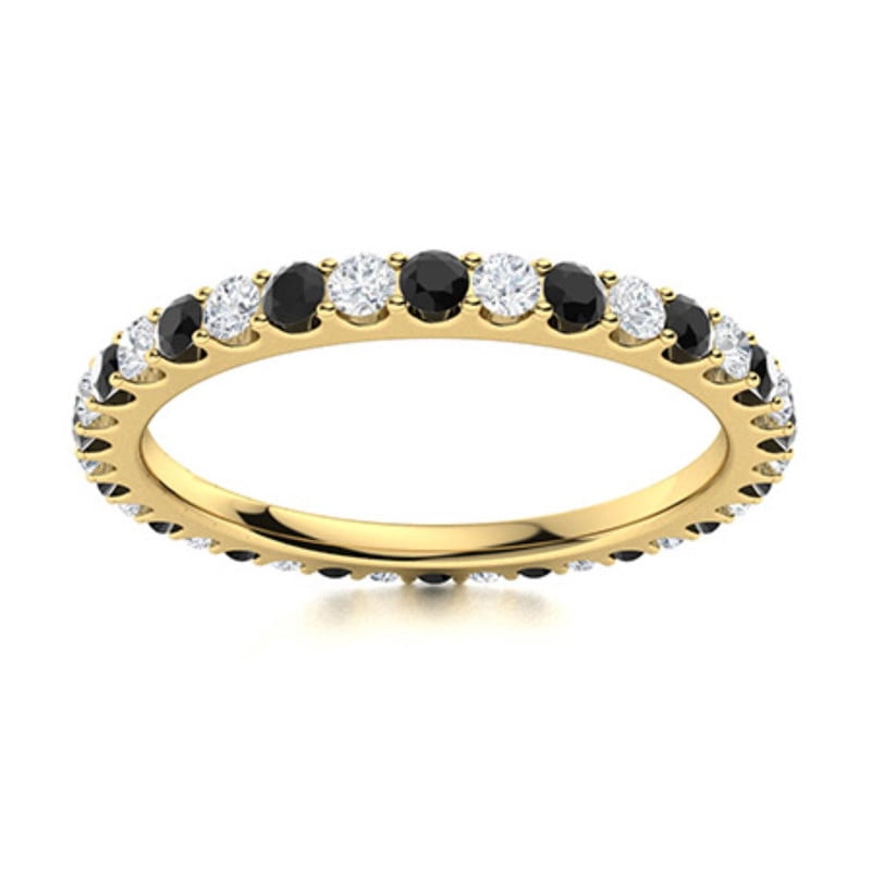 Round White Topaz & Black Spinel 925 Sterling Silver Gold Plated ...