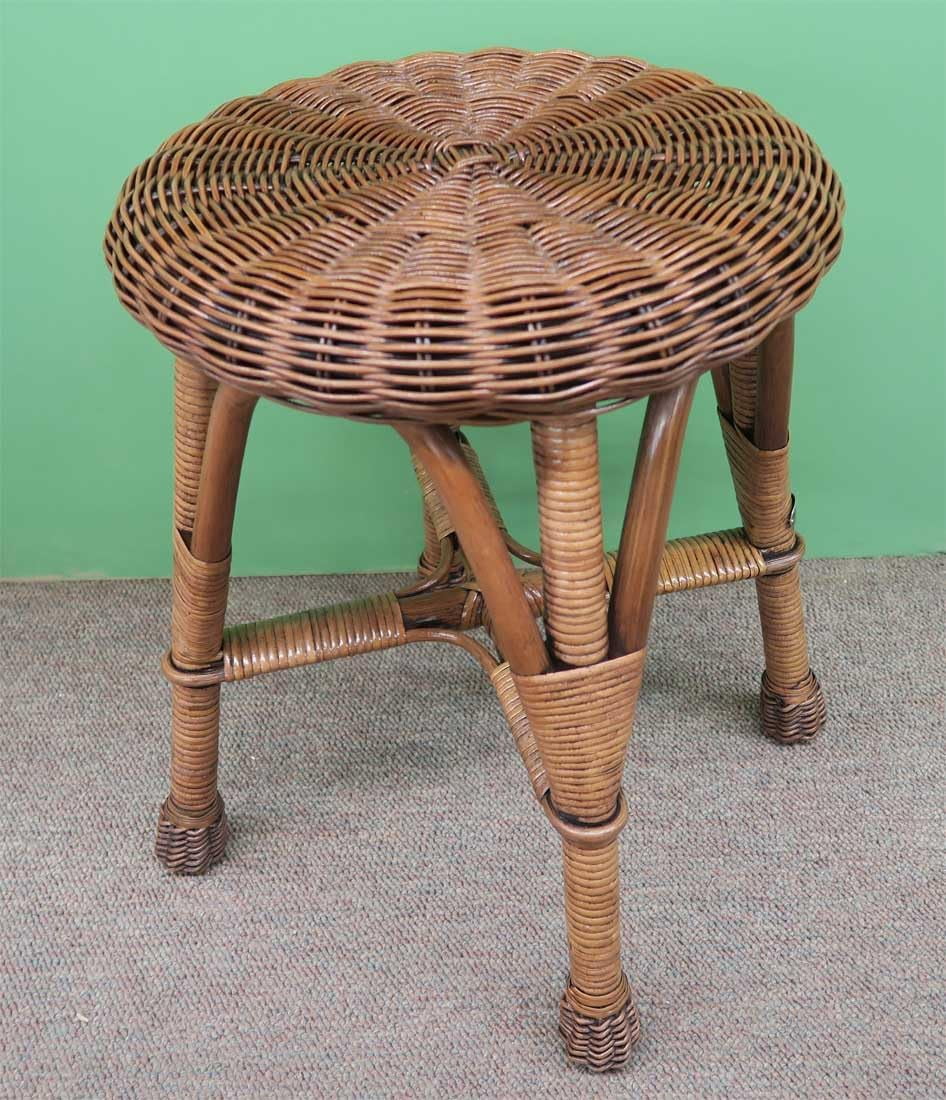 Round Wicker Bathroom/Utility Stool, Tea Wash - Walmart.com