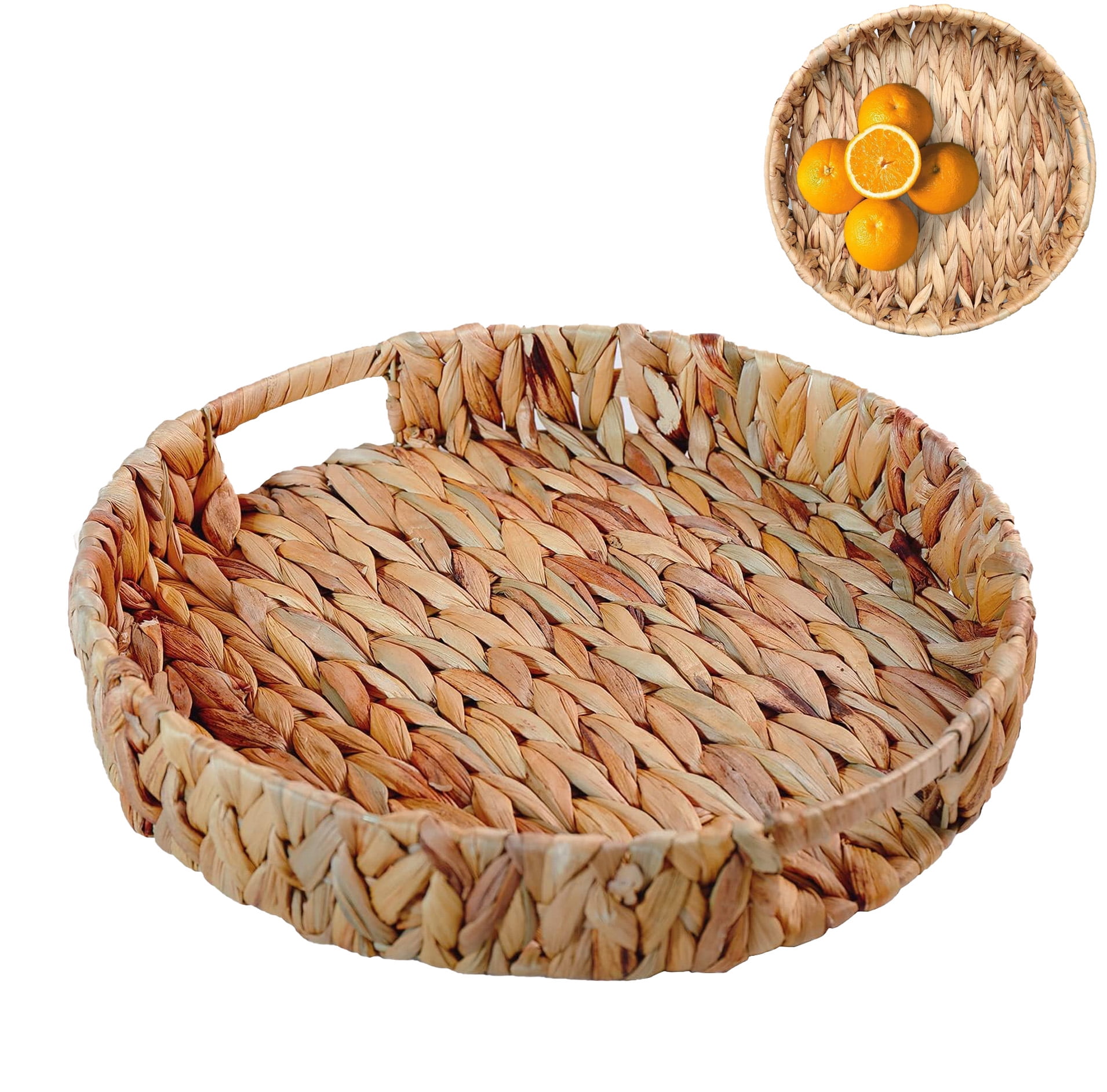 Round Wicker Serving Tray with Handles,Woven Bread Basket ï¼ Woven ...