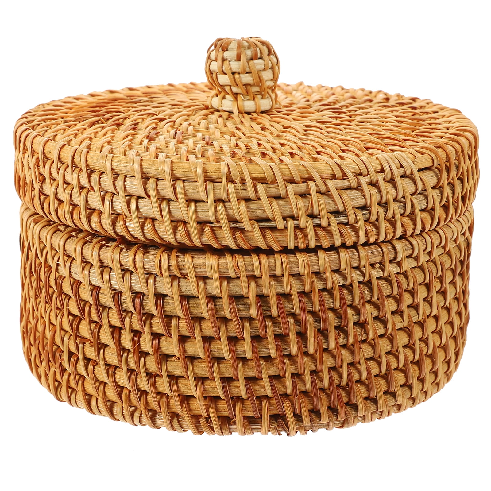 Round Wicker Storage Basket with Lid and Handle - Walmart.com