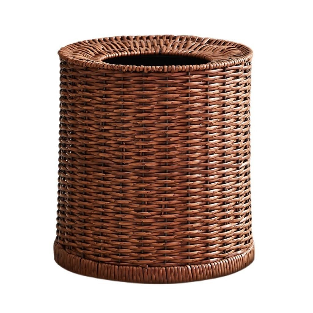 Round Wicker Waste Paper Bin and Basket with Removable Plastic Liner ...