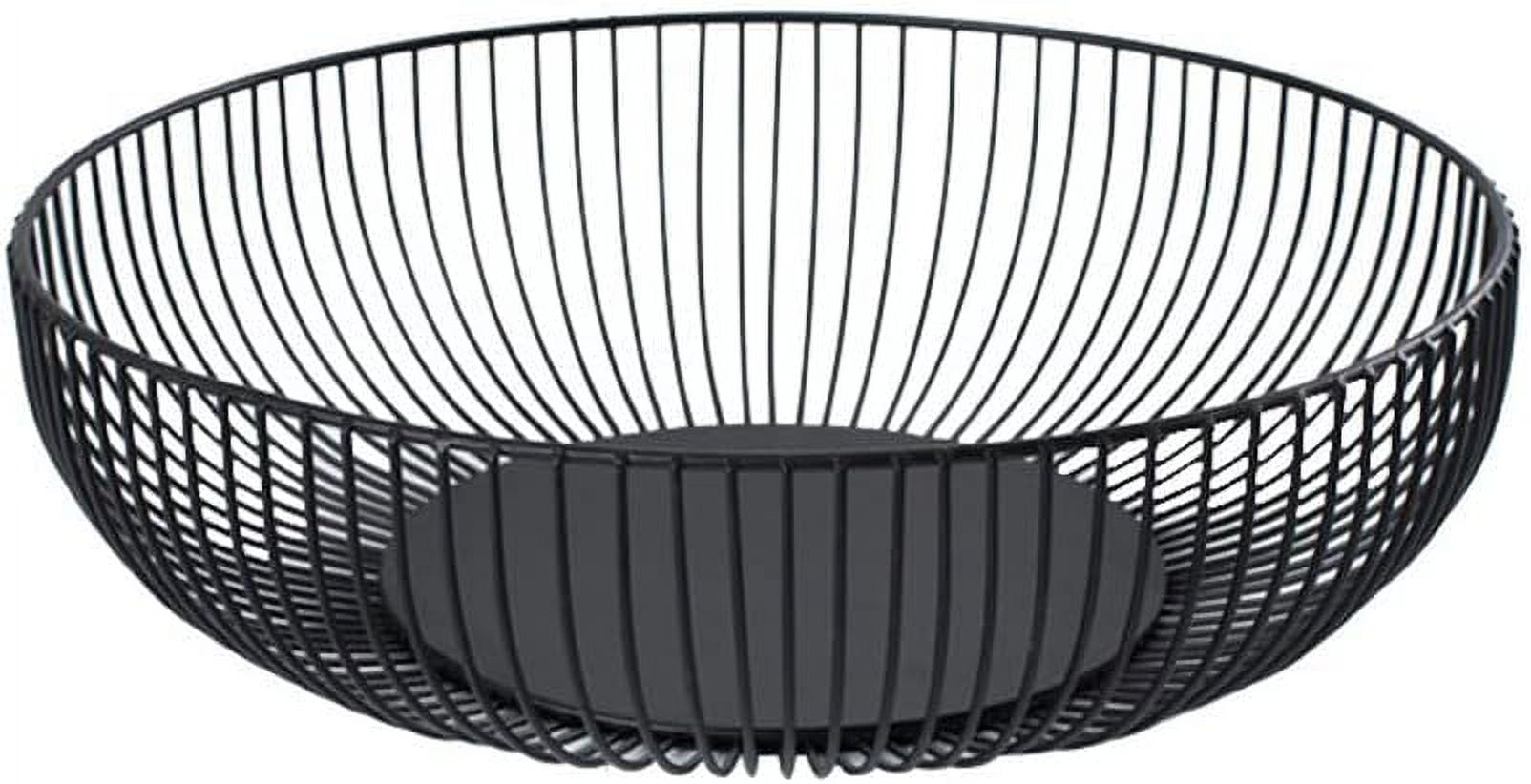 Round Wire Basket, Wire Storage Basket, Iron Black Fruit Basket Bowl ...