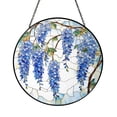 Round Wisteria Flower Glass Style Window Decor, Decorative Hanging ...