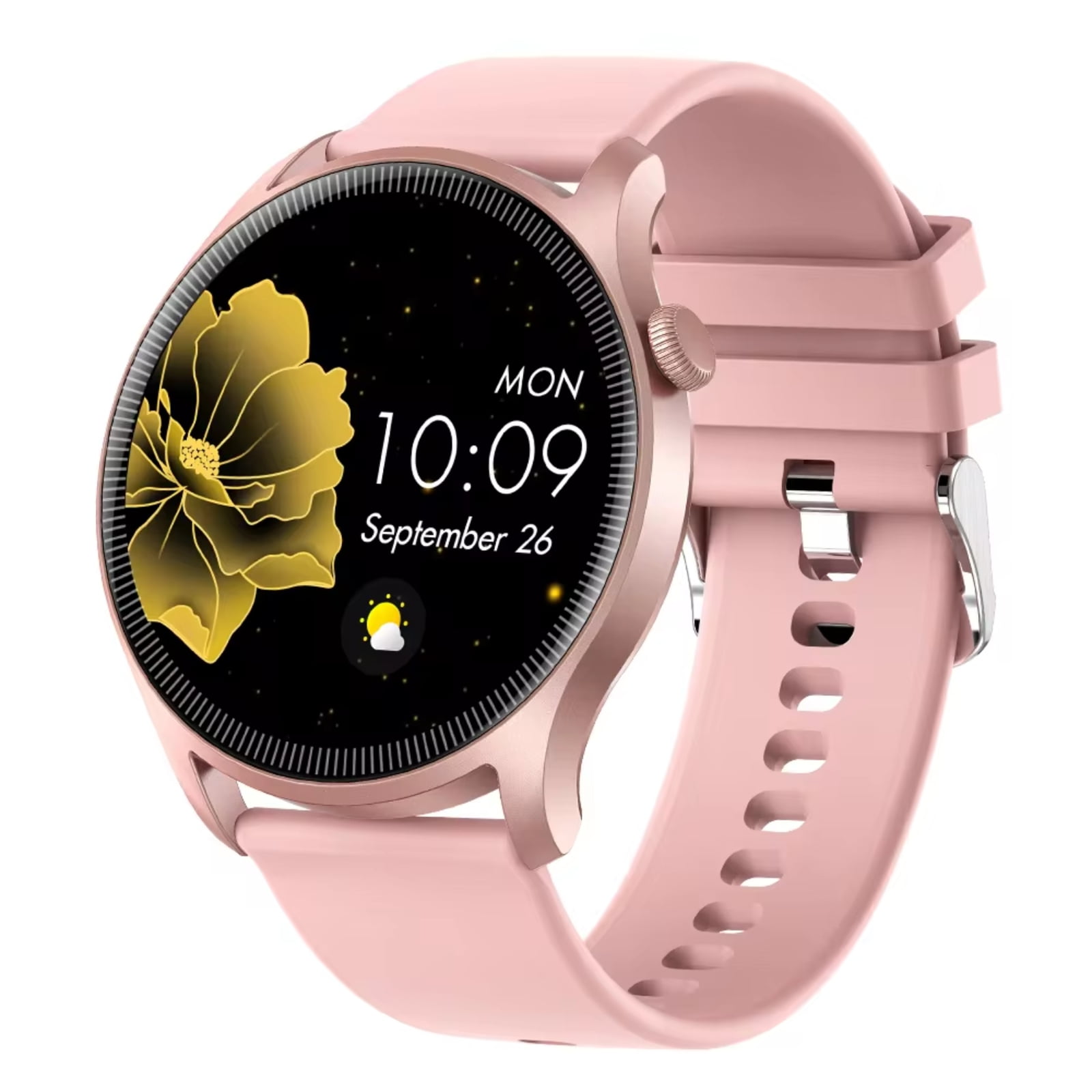 Round Women Smart Watch Full Touch Screen Sports Fitness Tracker IP67 Waterproof Women ...