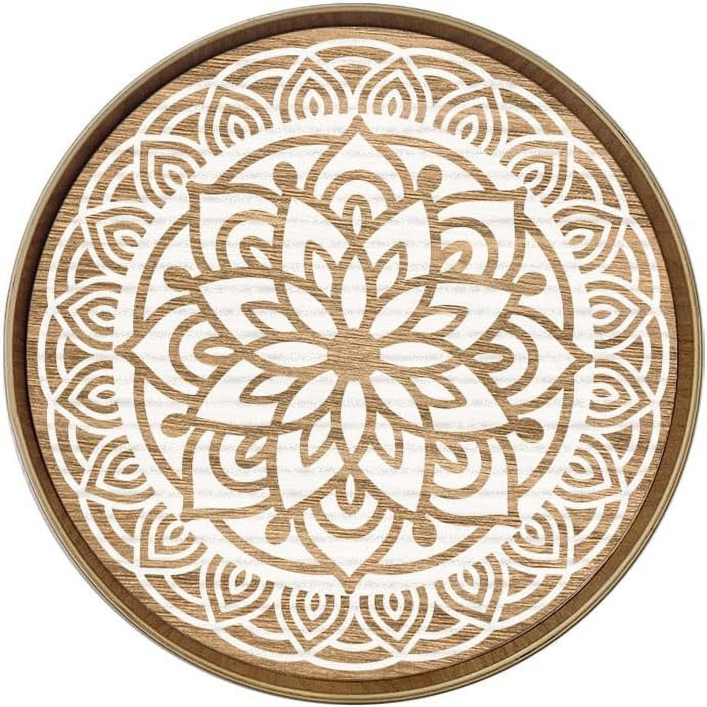 Round Wood Decorative Tray 11.8 Inch Bohemian Wooden Pallet Farmhouse ...