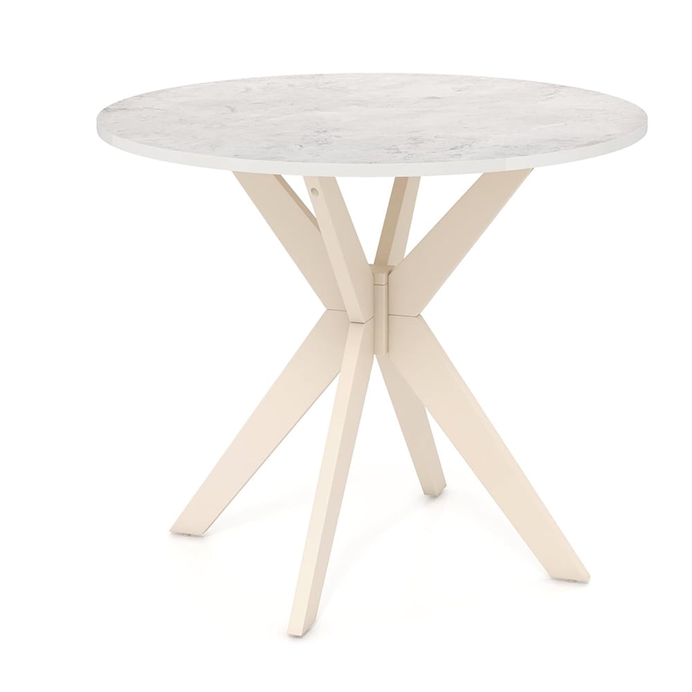 Round Wood Dining Table, Farmhouse Kitchen Table with Wood Legs and ...