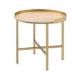 Round Wood End Table Table with Metal Base in Oak and Gold Finish ...