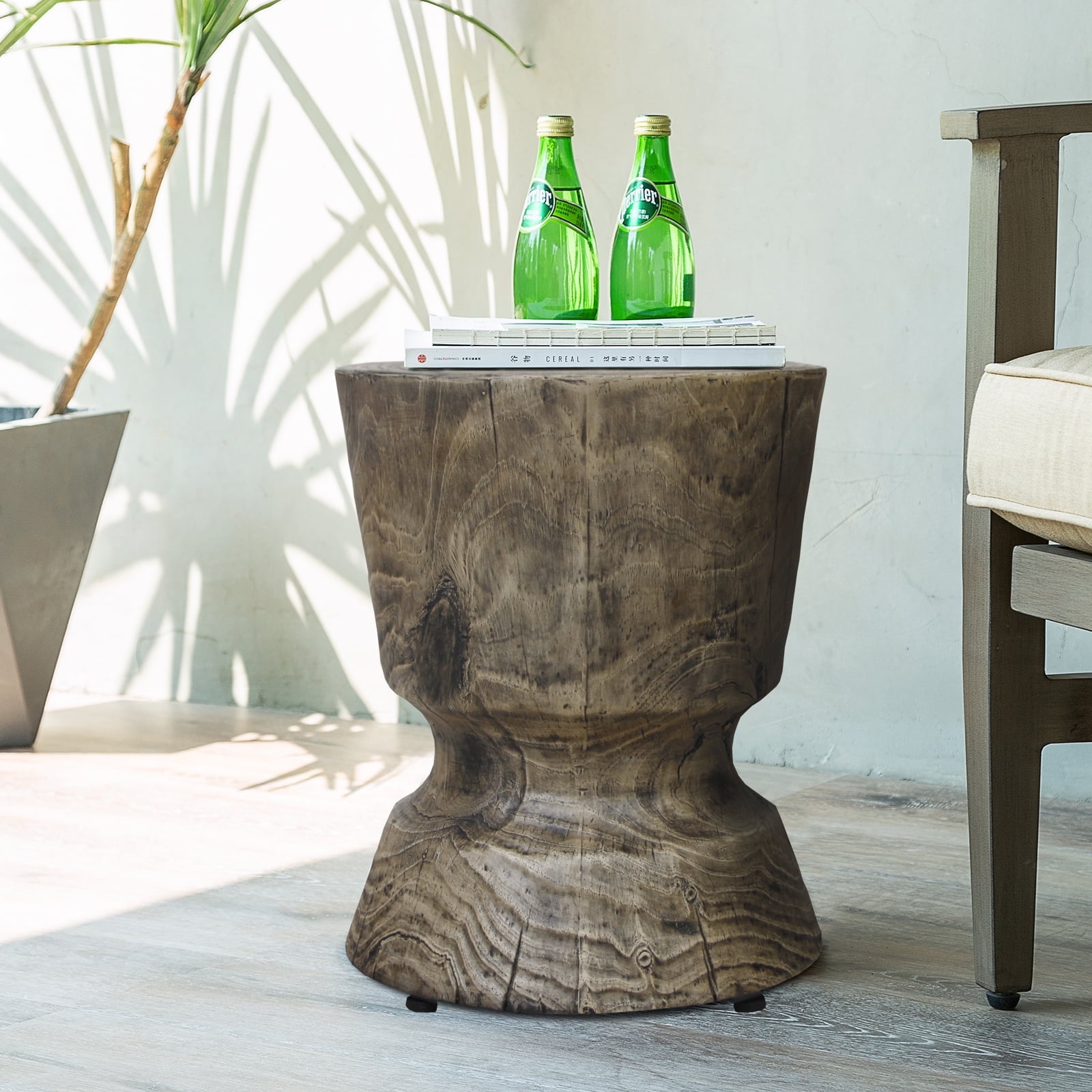Round Wood Look Accent Table, Stool, Wood Stump - Walmart.com