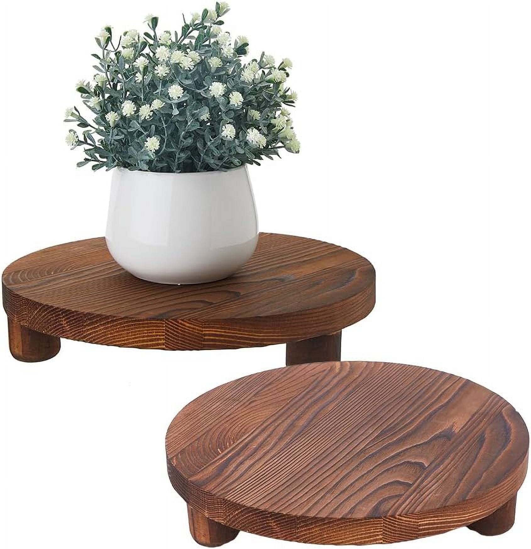 Round Wood Riser Wood 10" Farmhouse Pedestal Stand Camel Countertop ...