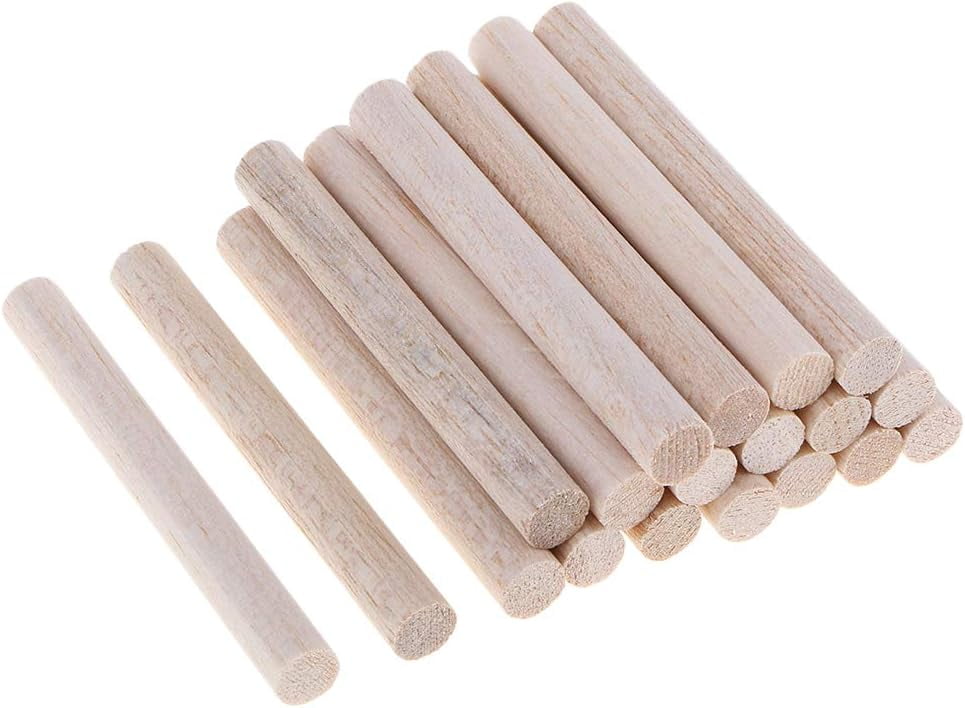 Round Wood Stick Unfinished Woodcraft Stick Dowel Rod 20 Pieces 80mm ...