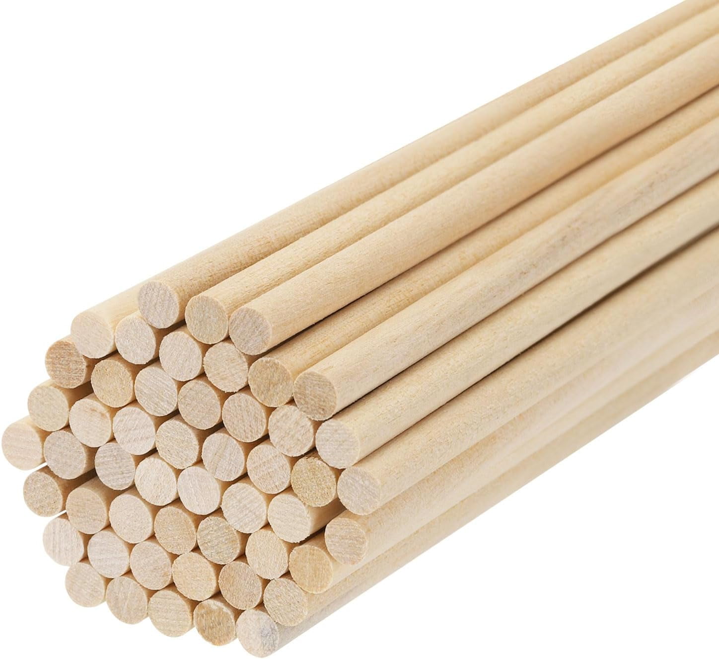 Round Wood Sticks 0.2"x1.57" Dowel Rod Unfinished Hardwood Stick Craft ...