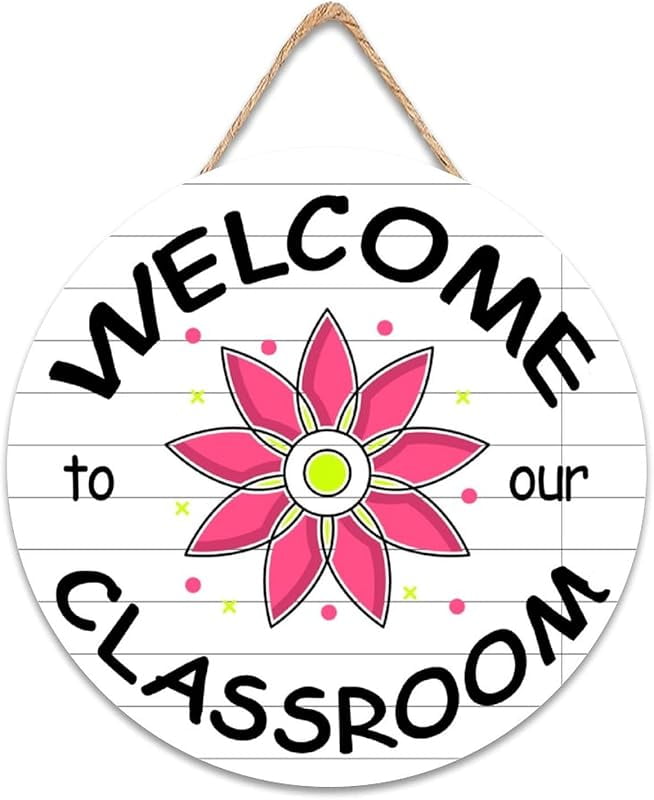 Round Wooden Back to School Door Sign Welcome Classroom Welcome Front ...