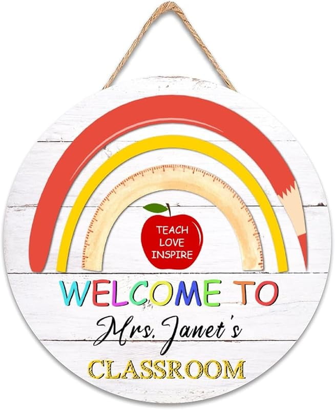 Round Wooden Back to School Door Sign Welcome Classroom Welcome Front ...