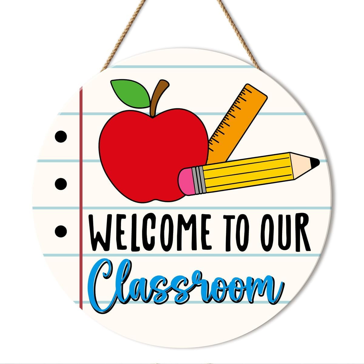 Round Wooden Classroom Welcome Door Sign Door Sign, Preschool Decor ...