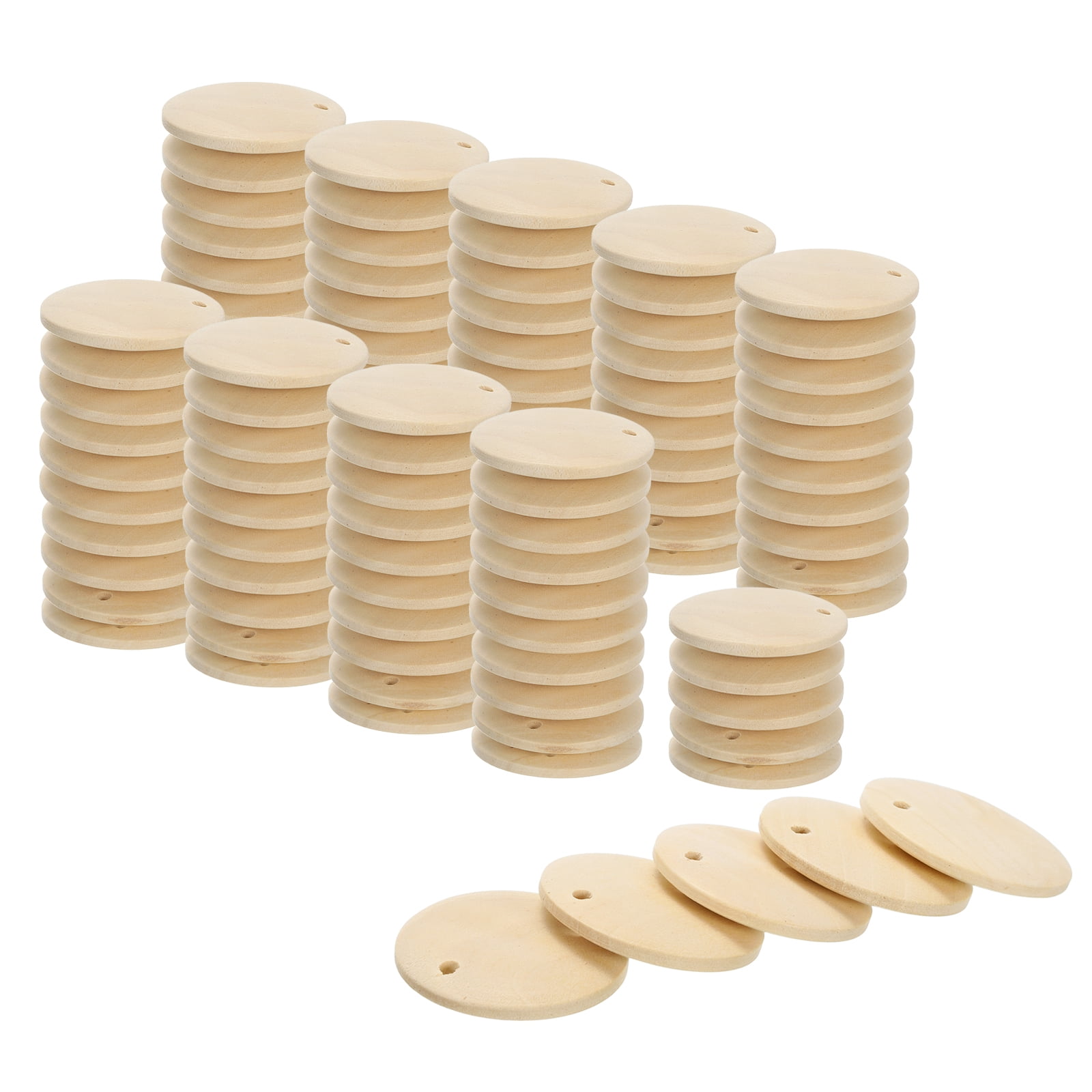 Round Wooden Discs, 100 Pack 25mm - Log Unfinished Wood Circles with ...