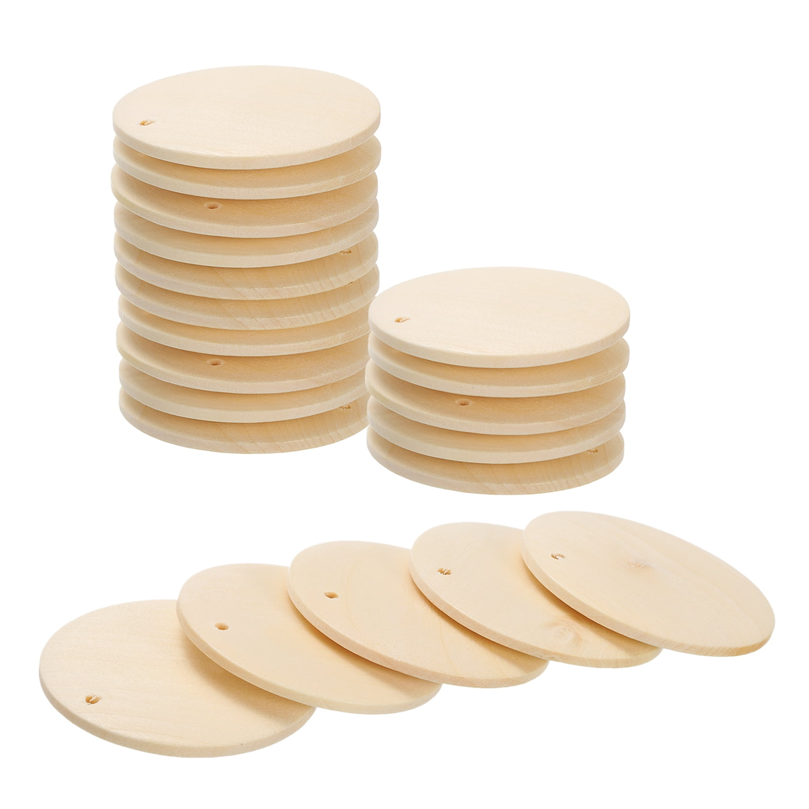 Round Wooden Discs, 20 Pack 45mm - Log Unfinished Wood Circles with ...
