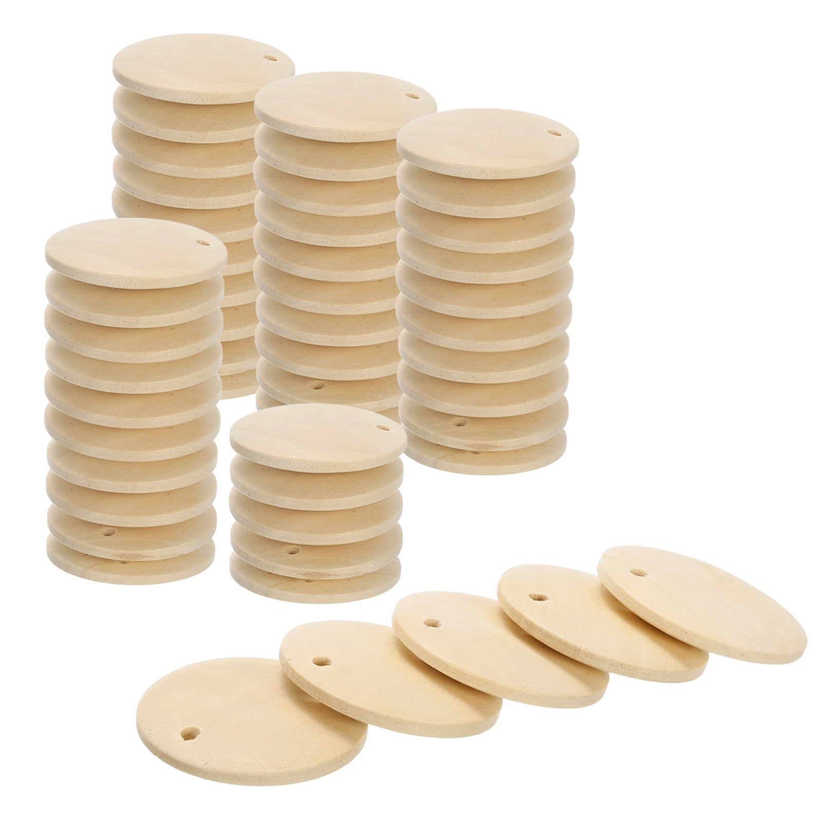 Round Wooden Discs, 50 Pack 25mm - Log Unfinished Wood Circles with ...