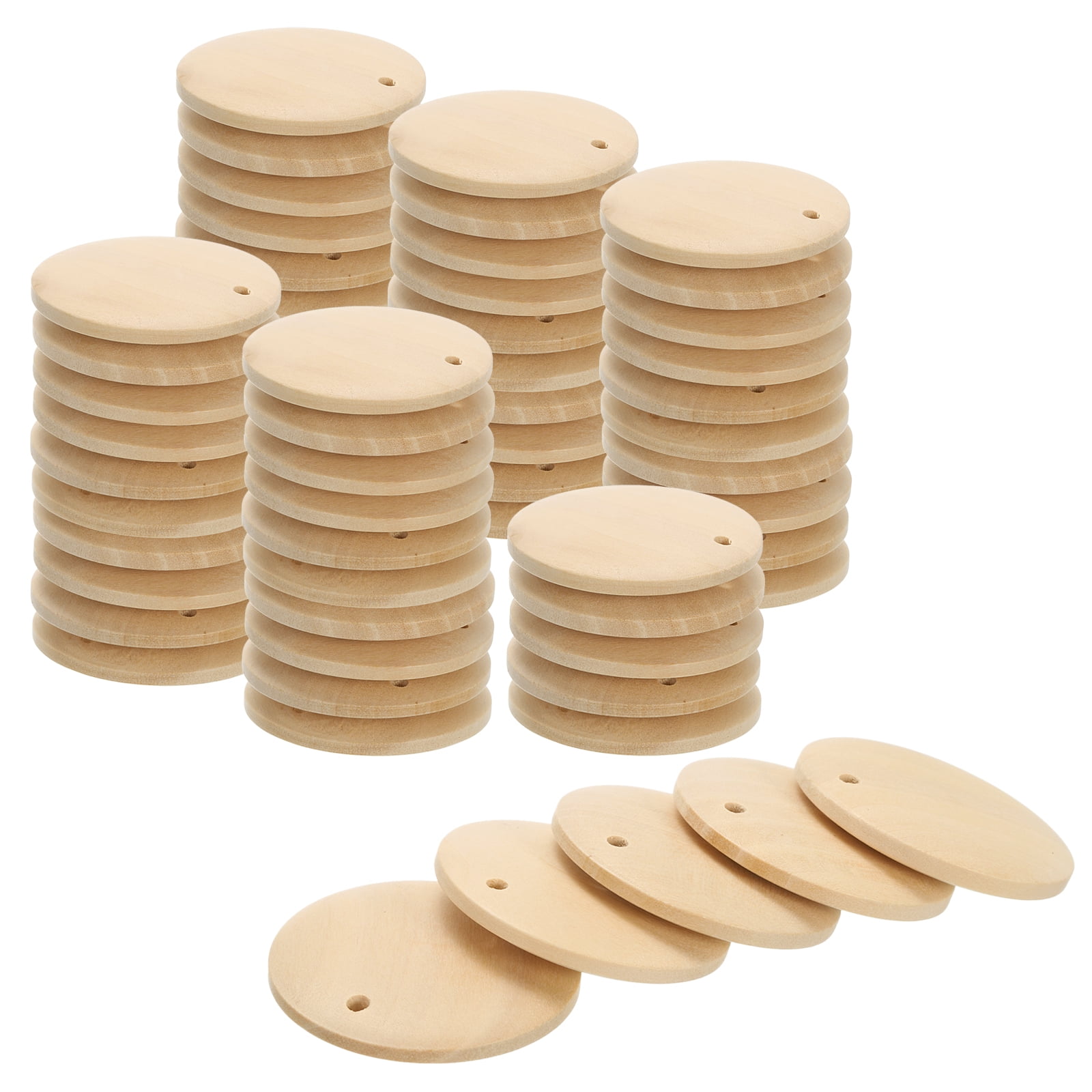 Round Wooden Discs, 60 Pack 30mm - Log Unfinished Wood Circles with ...