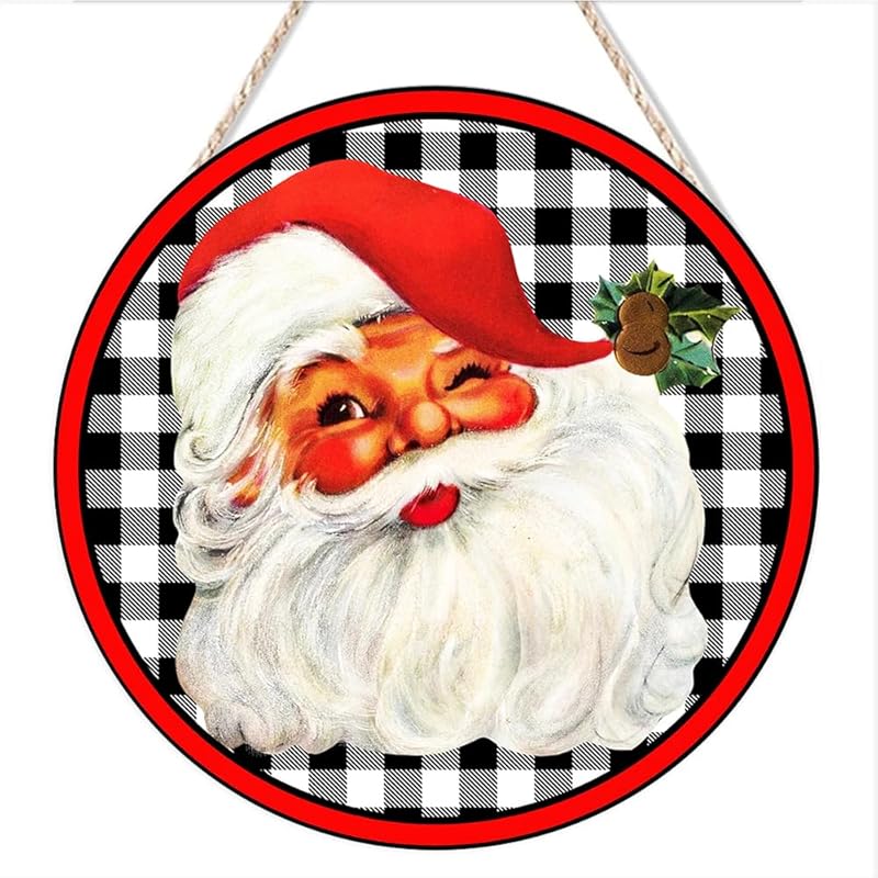 Round Wooden Door Sign Christmas Theme Round Hanging Wood Sign Rustic ...