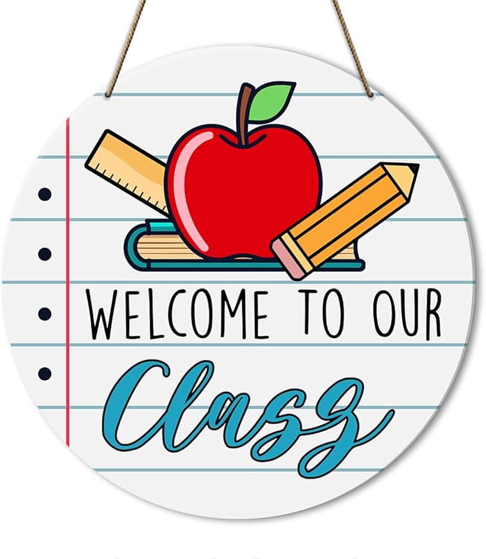 Round Wooden Door Sign Classroom Welcome Door Sign Decor, Back to ...