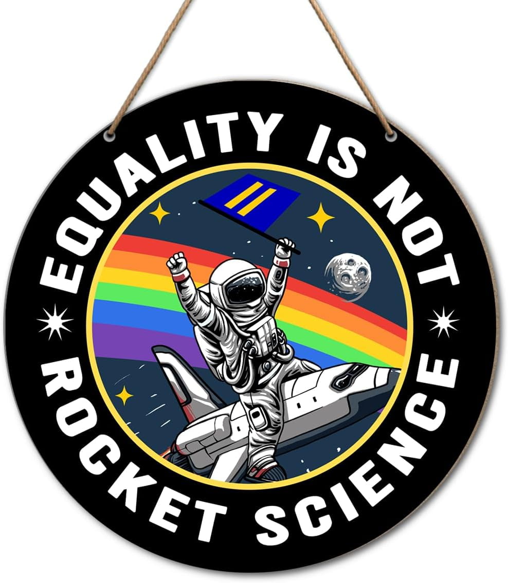 Round Wooden Door Sign Equality Signs Wall Decor, Rainbow Signs for ...