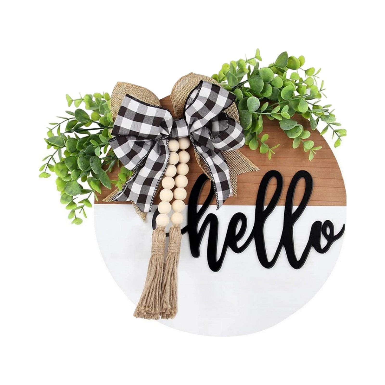 Round Wooden Door Sign | Rustic Hanging Wood Plaque for Front Door ...