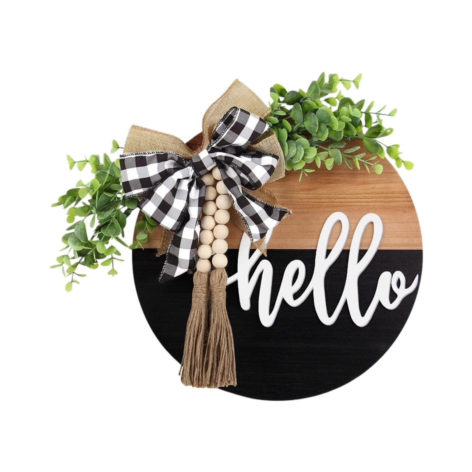 Round Wooden Door Sign | Rustic Welcome Front Door Decor | 11.8 Inch ...