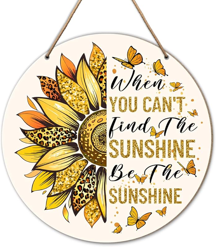 Round Wooden Door Sign Therapy Office Sunflower Wall Decor, Round Wood ...