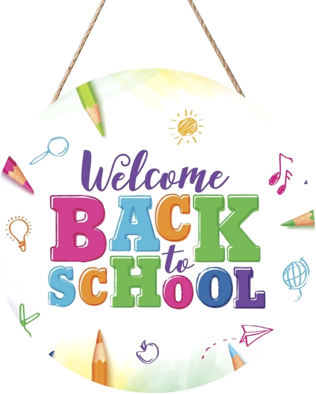 Round Wooden Door Sign Welcome Back To School First Day Of School ...