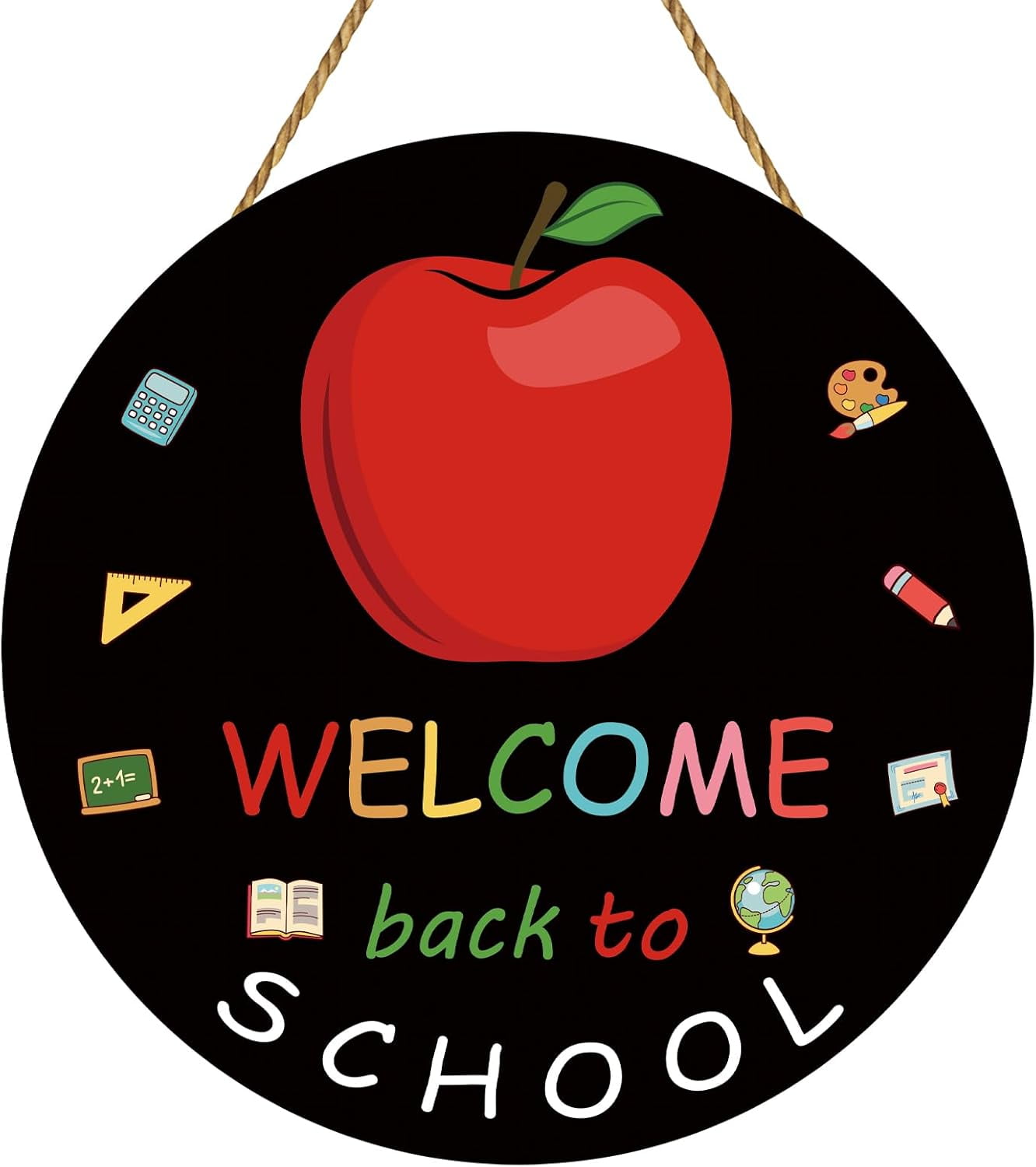 Round Wooden Door Sign Welcome Back to School Sign Classroom Door ...