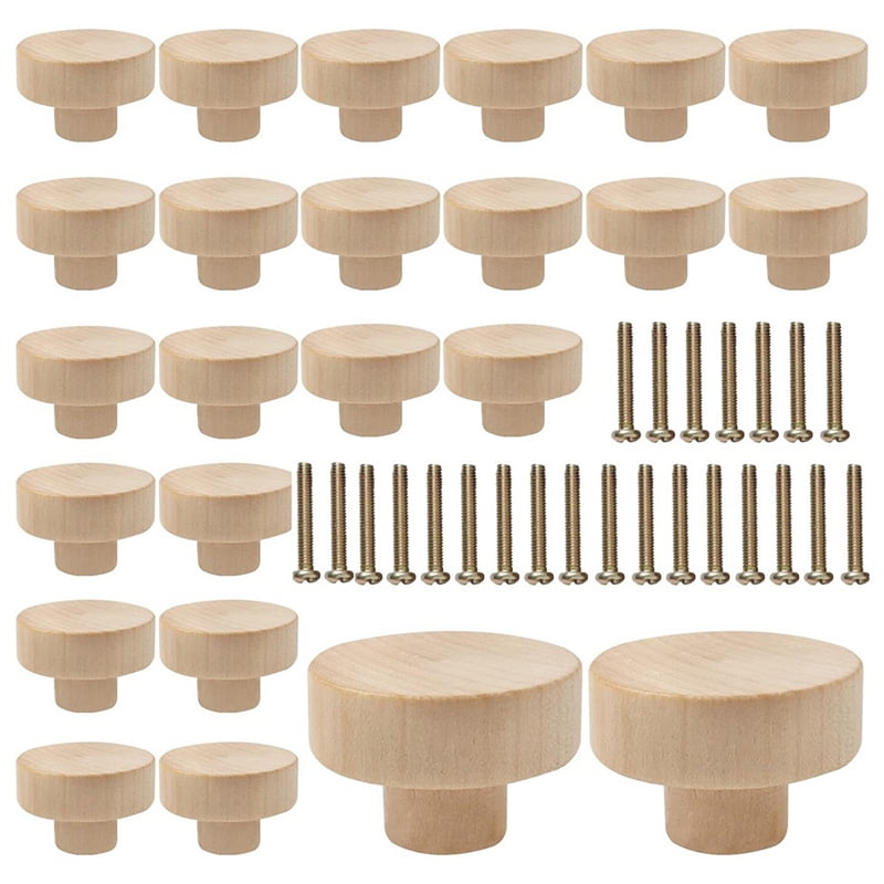 Round Wooden Drawer Knobs Cabinet Furniture Pulls, Suitable for ...