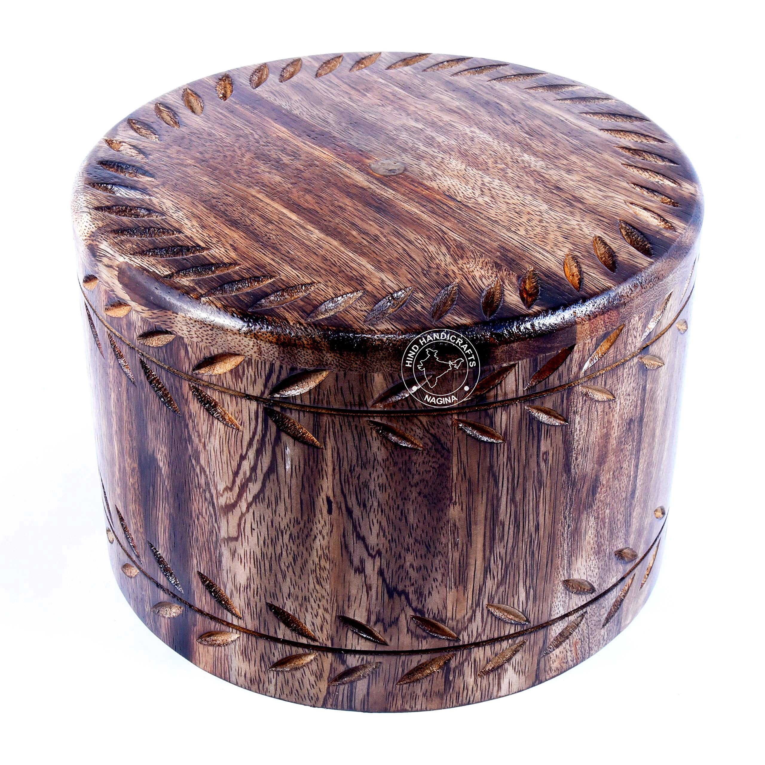 Round Wooden Engraved Urns for Human Ashes Adult - Wooden Box Rosewood ...
