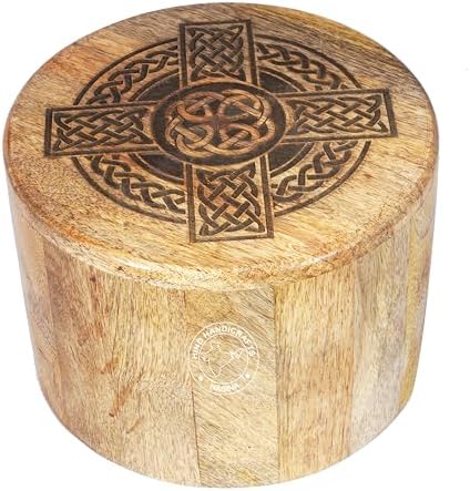 Round Wooden Engraved Urns for Human Ashes Adult - Wooden Box Rosewood ...