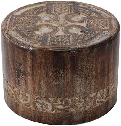 Round Wooden Engraved Urns for Human Ashes Adult - Wooden Box Rosewood ...