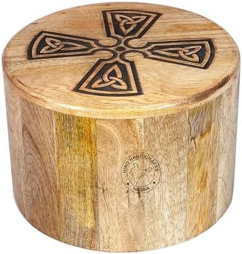 Round Wooden Engraved Urns for Human Ashes Adult - Wooden Box Rosewood ...