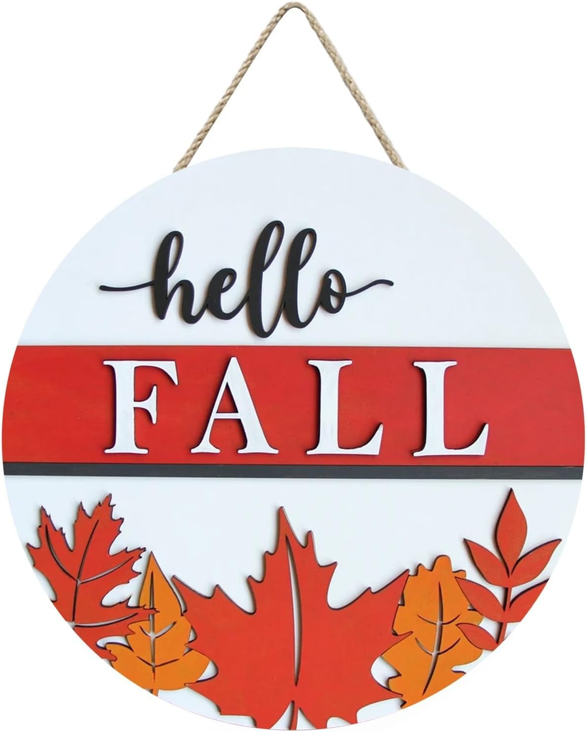 Round Wooden Fall Welcome Door Sign Hello Fall Door Sign Autumn Themed ...