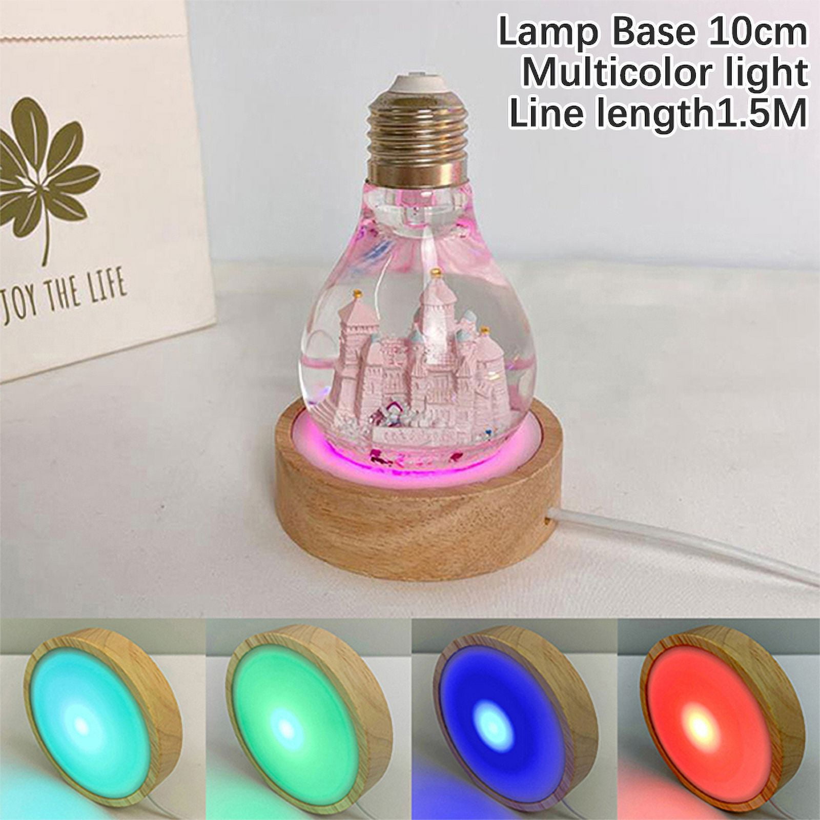 Round Wooden LED Night Light Base Decorative Display Stand For Crystals ...