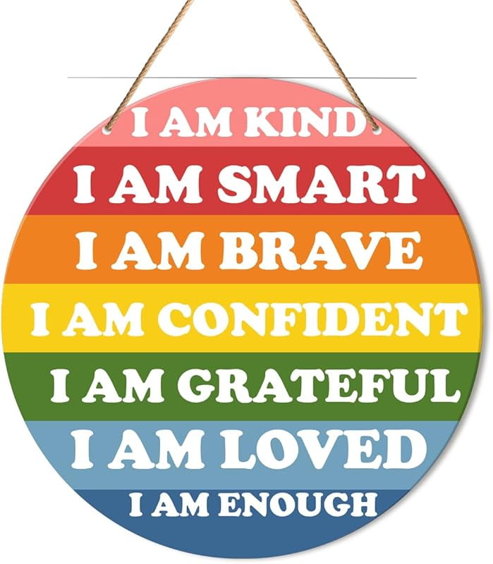 Round Wooden Nursery Affirmations Door Sign Decor, Inspirational Nursery Hanging Sign Decor ...